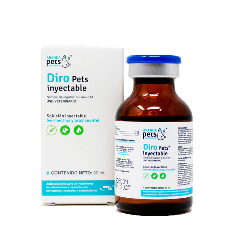 Diro Pets® Inyectable | Antiparasitario contra Nematodos, Cestodos y ...